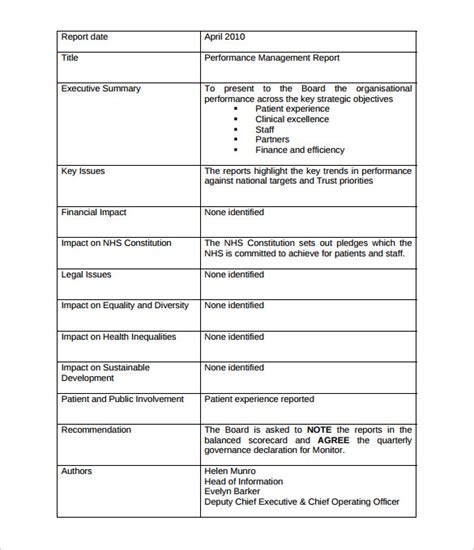 Management Report Template Word Pdf Template