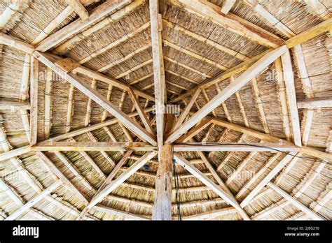Underside Of A Wooden Beach Side Hut Made With Nipa Palm Roofing In Basilan Philippines Stock