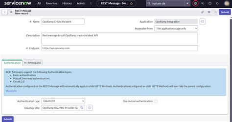 ServiceNow Standard Method OpsRamp Documentation
