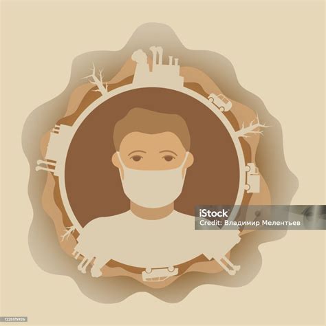 연기 공해의 얼굴에 마스크를 쓰고 있는 사람들 행성 대기 오염 더러운 생산 쓰레기 및 연기 공장 하늘에 독스스모그 죽은 지구 거리에 대한 스톡 벡터 아트 및 기타 이미지