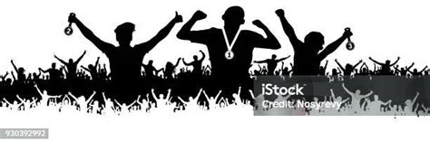 스포츠 팬 들 실루엣의 군중입니다 메달 수 여의 식 벡터 배너 Championship에 대한 스톡 벡터 아트 및 기타 이미지 Championship 경기 스포츠 경쟁