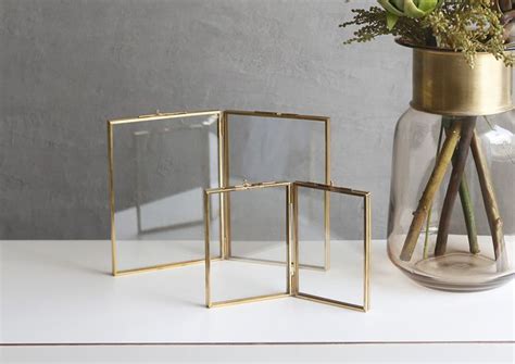 골드 코퍼 프레임 글라스 접이식 유리 포토 압화 사진 액자 4사이즈