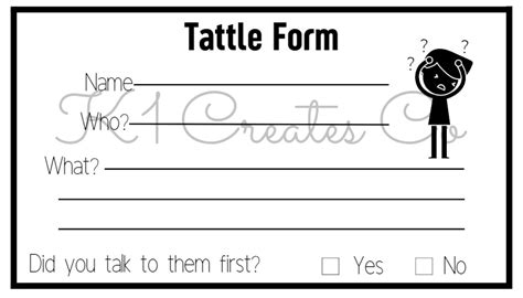 Tattle Form Printable