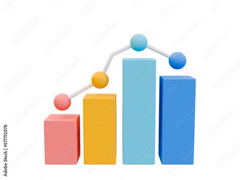 3d Blank Bar Graph Template Bar Chart Mock Up Data Analysis Colorful