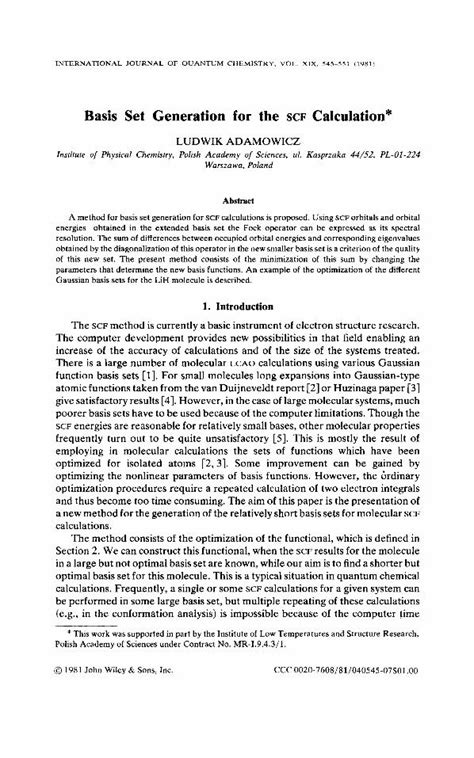 Pdf Basis Set Generation For The Scf Calculation Dokumentips Pdf Basis Set Generation For The Scf Calculation Dokumentips