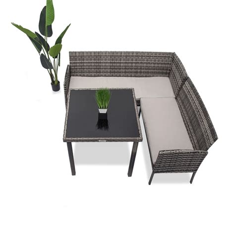 Набор садовой мебели Just Relax Женева Плюс Серый с Ротангу со стальным каркасом Диван угловой