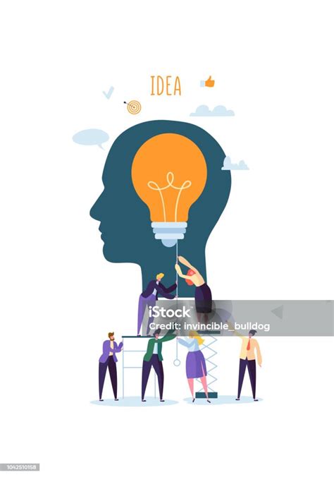 전구를 창의적인 아이디어 상상력 혁신 개념 비즈니스 사람들이 문자 새 프로젝트에 협력 벡터 일러스트 레이 션 아이디어에 대한 스톡 벡터 아트 및 기타 이미지 Istock