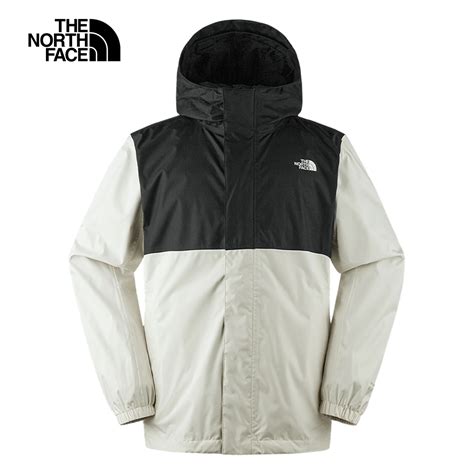 【the North Face 官方旗艦】北面男款米黑拼接防水透氣連帽衝鋒衣｜8aunvor Gore Tex Yahoo奇摩購物中心