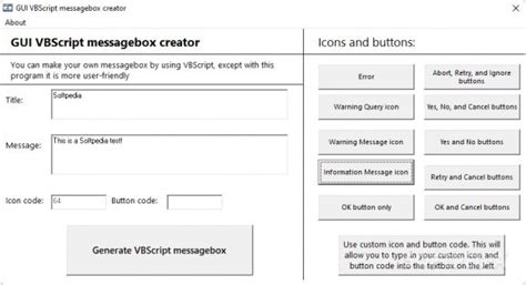 Gui Vbscript Messagebox Creator Download Softpedia