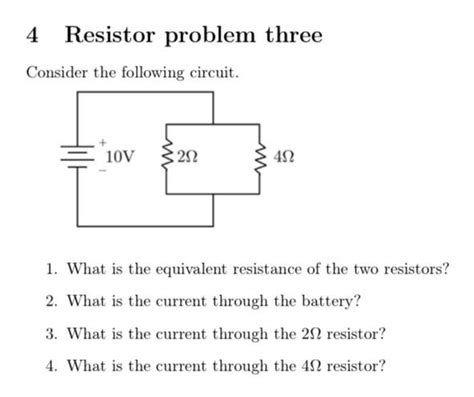 Solved 4 Resistor Problem Three Consider The Following Chegg Com
