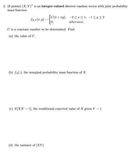 Solved 2 8 Points Xy Is An Integer Valued Discrete