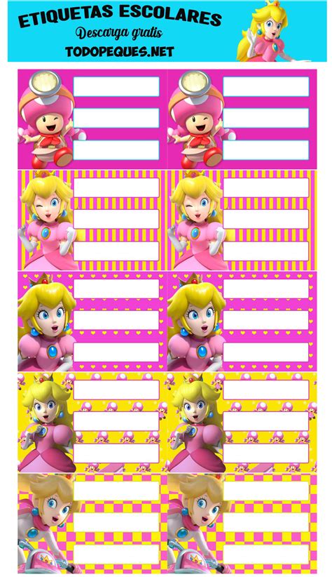 Princesa Peach Etiquetas Escolares Descarga Gratis Todo Peques