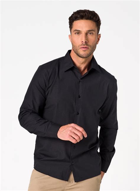 Camisa Passa Fácil Manga Longa Slim Preto