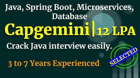 Capgemini Java Interview 3 To 7 Years Java Spring Boot Microservices Database Youtube