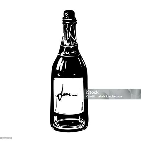 샴페인 한 병 벡터 일러스트 레이 션입니다 스케치 그래픽 0명에 대한 스톡 벡터 아트 및 기타 이미지 0명 검은색 공휴일 Istock