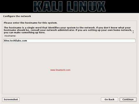 Set Hostname During Kalilinux Installation