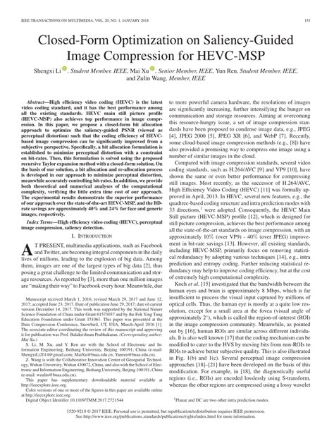 Pdf Closed Form Optimization On Saliency Guided Image Compression For