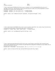 Arraylist Worksheet Pdf Java Arraylist Worksheet Name Period Write A Method Named