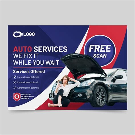 가로 사진으로 그라데이션 자동차 포스터 템플릿 무료 벡터