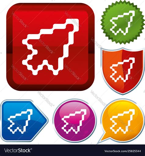 Set Shiny Icon Series On Buttons Cursor Royalty Free Vector