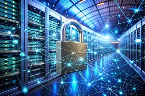 A Lock On A Computer With A Blue Background Of Binary Code Premium Ai