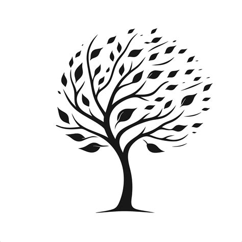 A Black Drawing Of A Tree Vector Art At Vecteezy