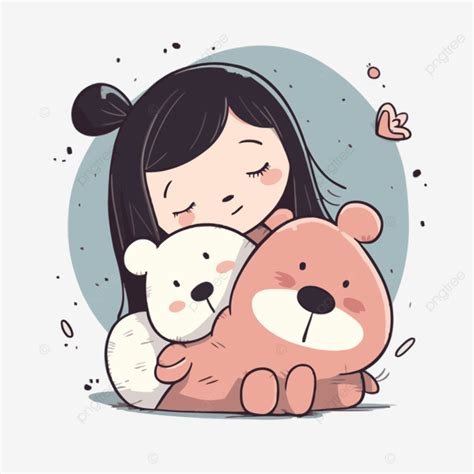 Cuddle Clipart Cute Teddy Bear And Happy Girl Hugging Cartoon
