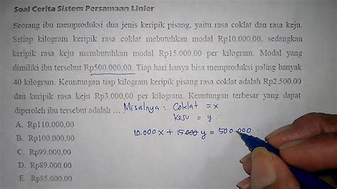 Contoh Soal Cerita Program Linear Dan Pembahasan Docx Riset