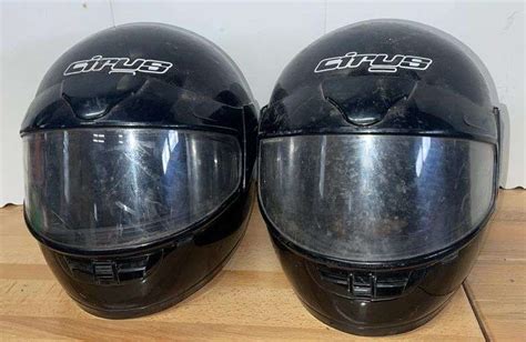 Two Cirus Cs 10 Full Face Motorcycle Helmets~ Black Sizes Not Inside Sherwood Auctions