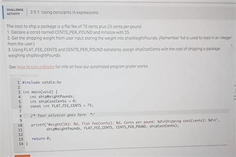 Solved Chalengeactivir291 Using Constants In