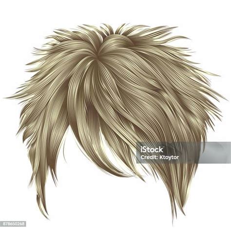 유행 여자 짧은 머리 금발 색상입니다 프린지입니다 패션의 근사한 가발에 대한 스톡 벡터 아트 및 기타 이미지 가발 계절