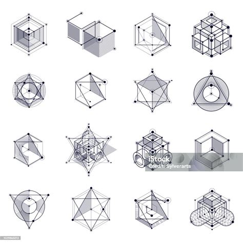 벡터 그림은 선 및 3d 큐브를 사용 하 여 만든 흑인과 백인 산업 시스템의 설정 합니다 현대 기하학적 구성 서식 파일 및 레이아웃으로 사용할 수 있습니다 0명에 대한 스톡