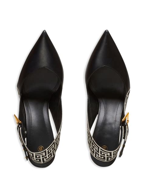 Balmain Ruby Monogram Slingback Pumps Black Farfetch Uk