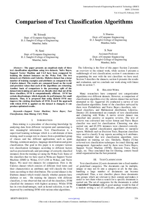 Pdf Comparison Of Text Classification Algorithms