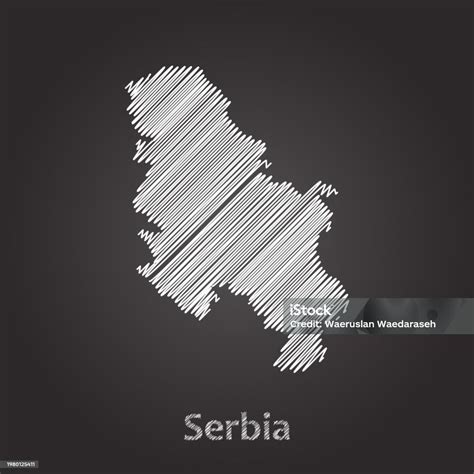 세르비아 지도 검은 배경에 손으로 그린 흰색 낙서 스케치입니다 벡터 일러스트 레이 션 Eps10 0명에 대한 스톡 벡터 아트 및 기타 이미지 Istock