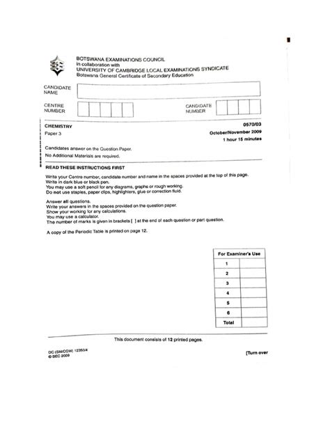 Bgcse Chemistry 2009 Pp3 Pdf