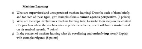 Solved Machine Learning A What Are Supervised And Chegg