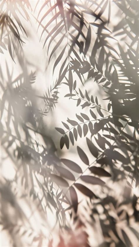 Tropical Plant Shadows On Abstract Background In Warm Sunlight Stock
