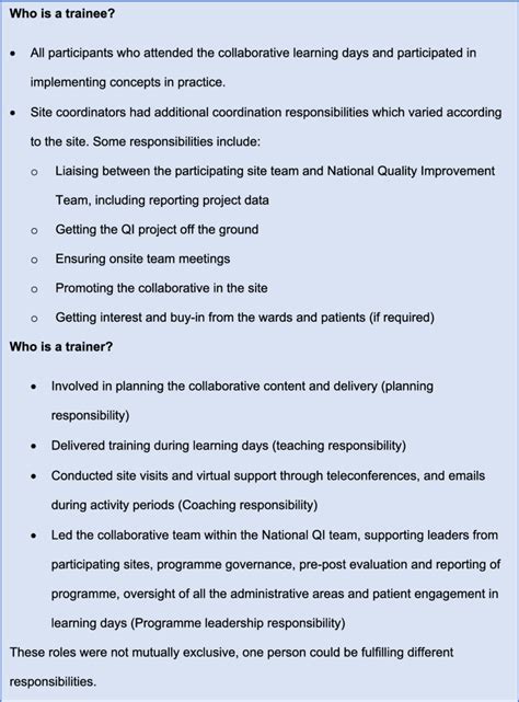 Defining Trainer And Trainee Roles A Summary Of The Roles And