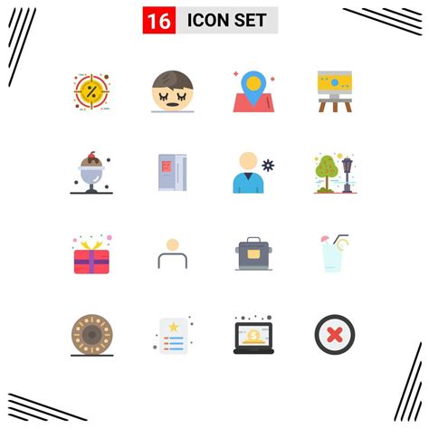 User Interface Pack Of 16 Basic Flat Colors Of Ice Cream Space Location