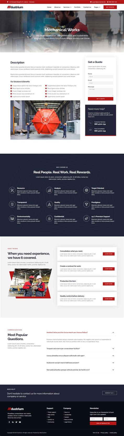 Dustrium Industrial And Manufacturing Elementor Pro Template Kit By Moxcreative