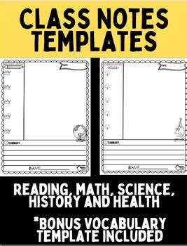 Class Notes Template By Apples And Artifacts TPT