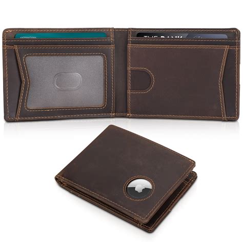 Polare Full Grain Leather Bifold Rfid Blocking Wallet With Airtag Slot