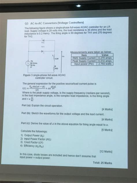 Q3 AC To AC Convertors Voltage Controllers The Chegg Com
