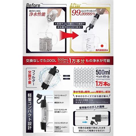 Sakutto 携帯浄水器 浄水器 濾過器 アウトドア 災害 日本正規品 アウトドア向けデザイン 20230623173552