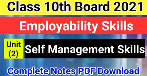 Self Management Skills Class 10 Notes Pdf