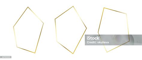 황금빛 얇은 프레임 세트 아르 데코 스타일의 금박 기하학적 테두리 얇은 선형 불규칙한 사각형 컬렉션 노랗게 빛나는 반짝이는 보더