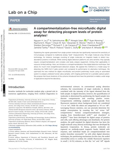 Pdf A Compartmentalization Free Microfluidic Digital Assay For Detecting Picogram Levels Of