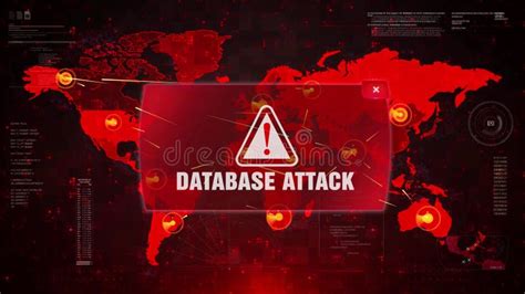 Database Attack Alert Warning Attack On Screen World Map Loop Motion