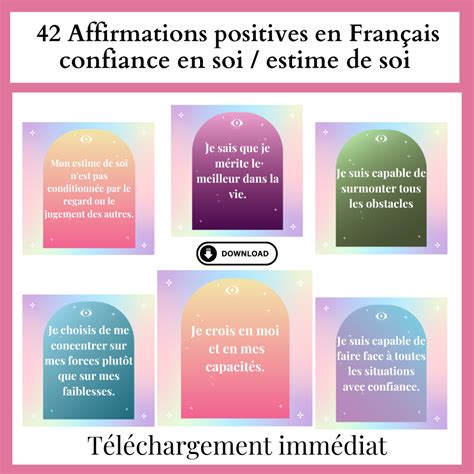 42 Cartes Daffirmations Positives Confiance En Soi Estime De Soi